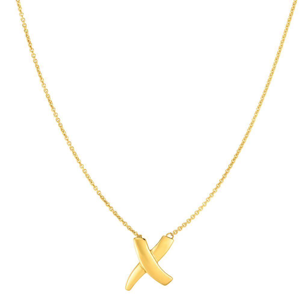 14K Gold Sculpted X Necklace - Jemlz.com